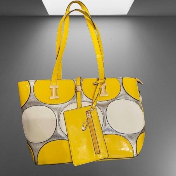 MG Collection | Bags | Mg Collection Retro Style Bright Yellow Dot ...